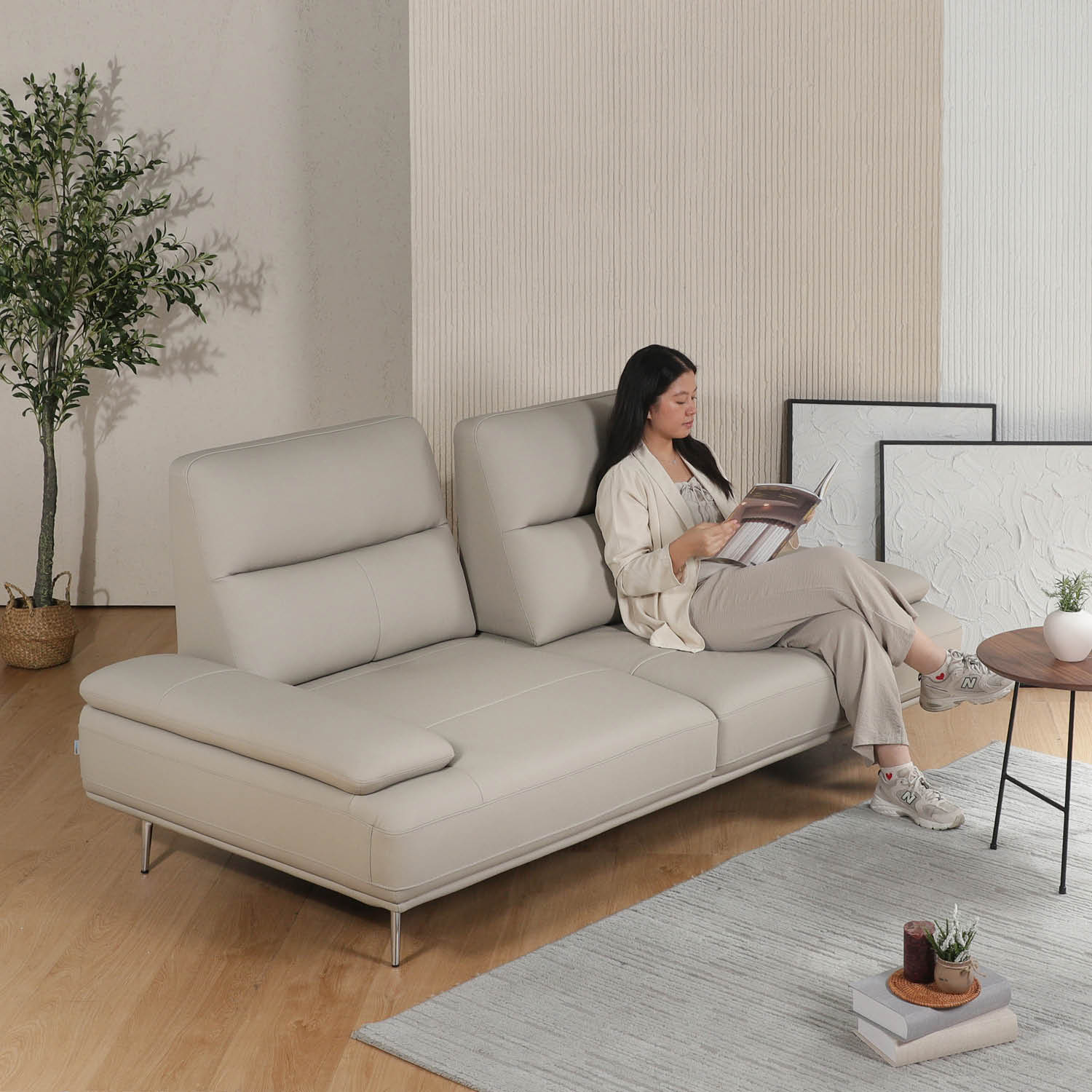 Ferguson Seat Depth Adjustable 3-Seater Sofa - Half Leather | Comfort ...