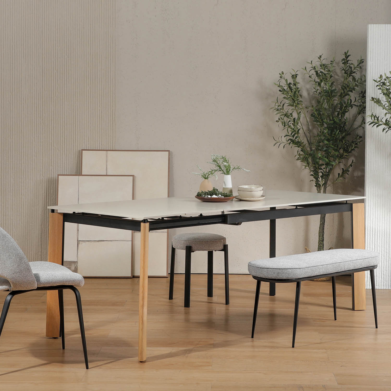Lax Extendable Dining Table - W1400/1700/2000 (Sintered) - Cream ...