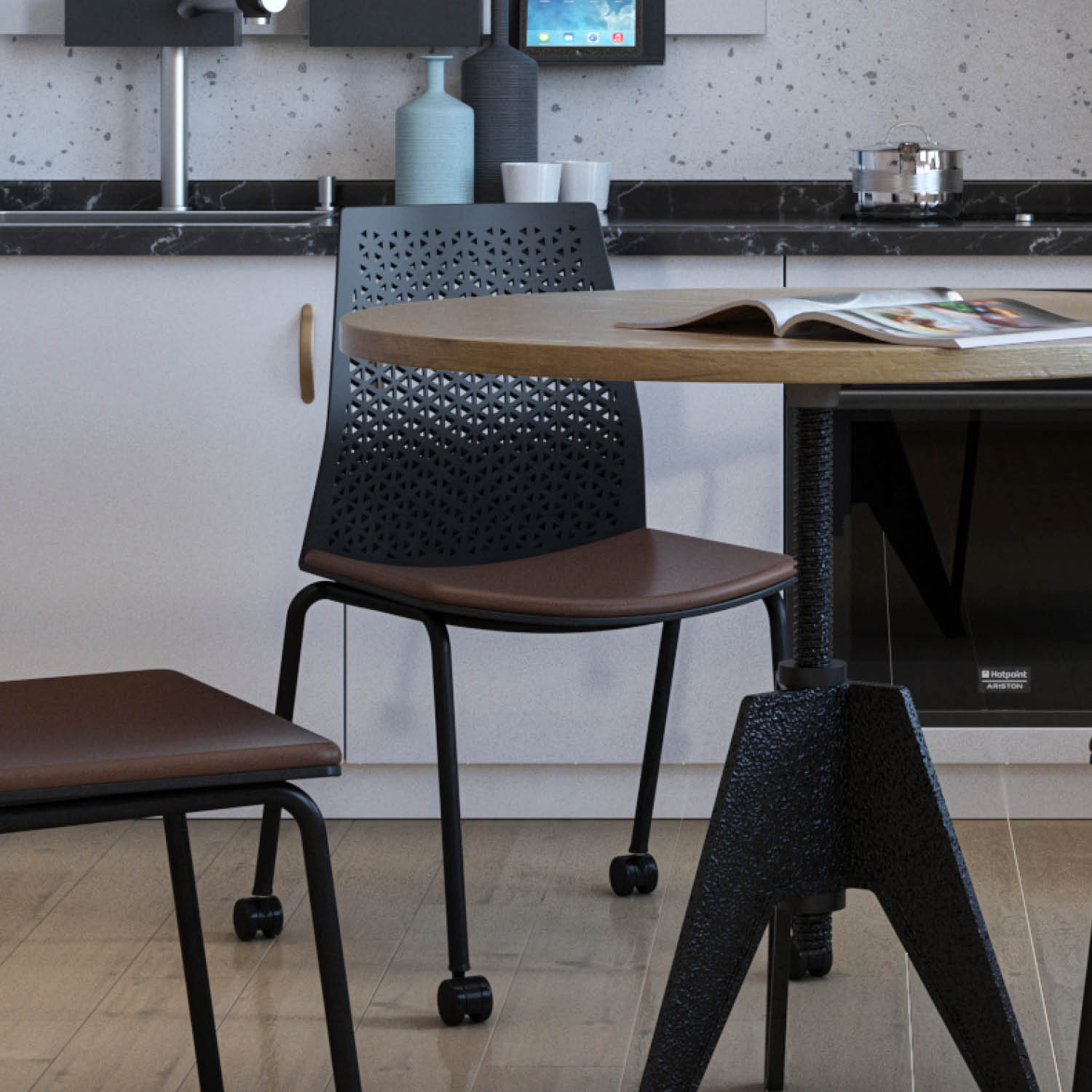 Pia Training Side Chair - 4-Legged w/ Castors | Comfort Design Furniture
