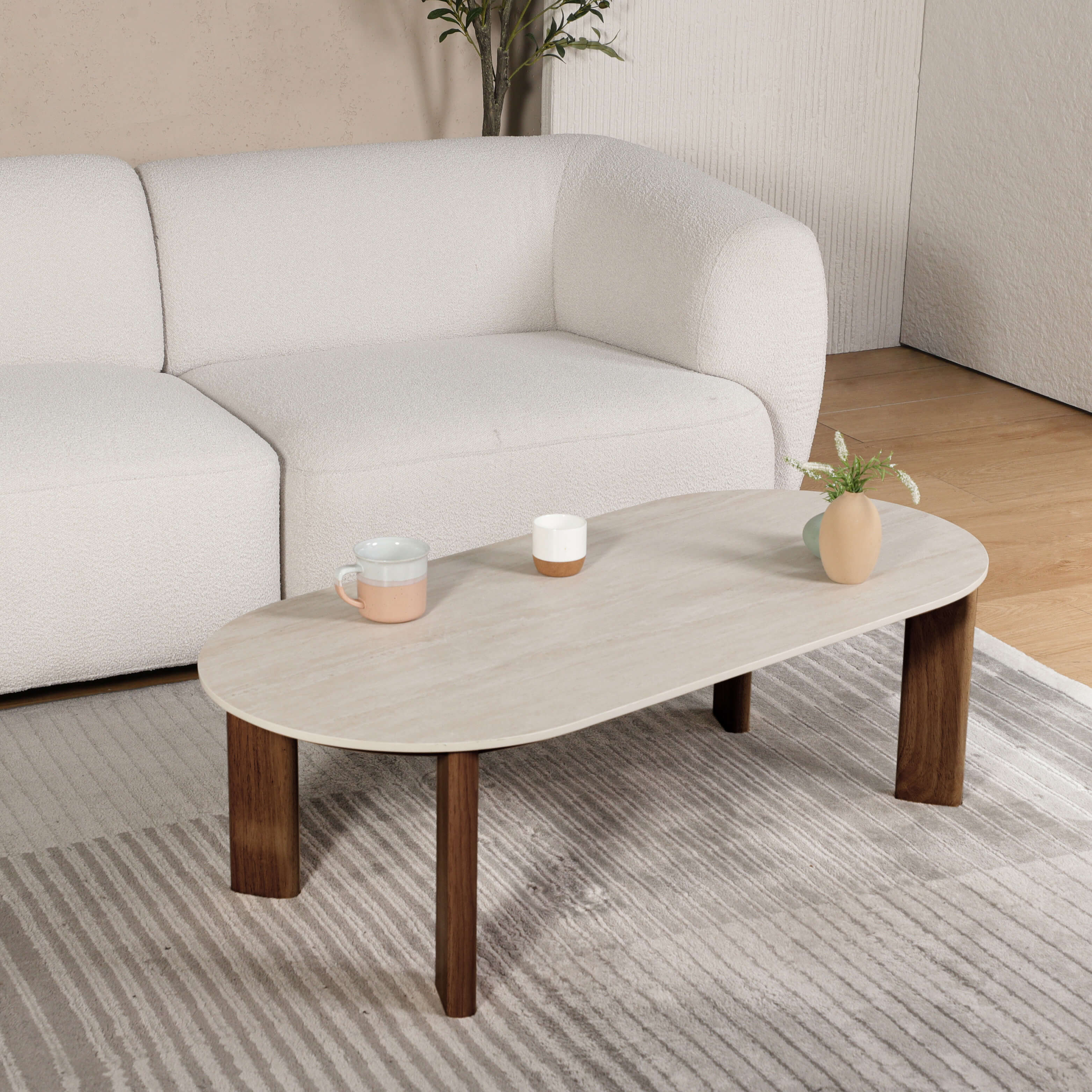 Sintered Stadium x Macon Coffee Table - W1200 - Travertine/Walnut ...