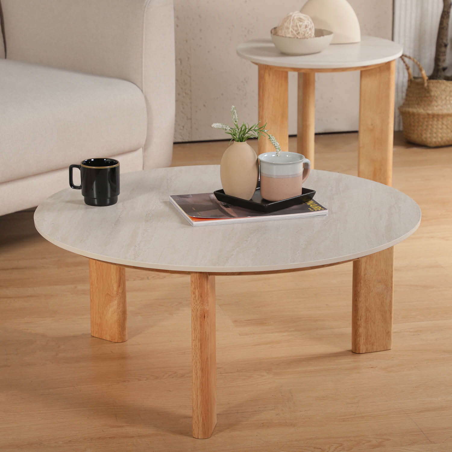 Sintered x Macon Coffee Table – Round Dia800 - Travertine/Natural ...