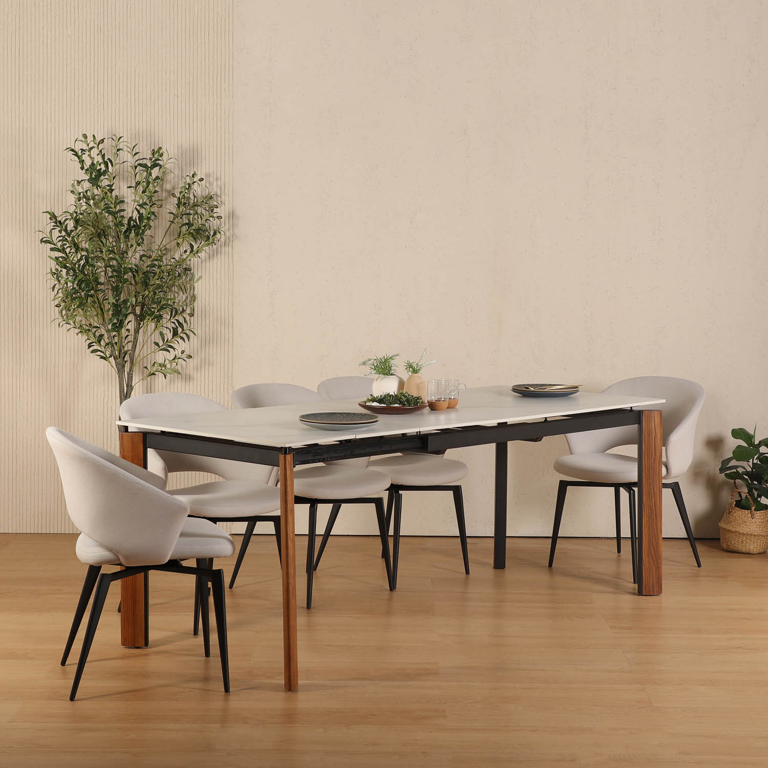 Lax Extendable Dining Table - W1400/1700/2000 (Sintered) - Snow ...