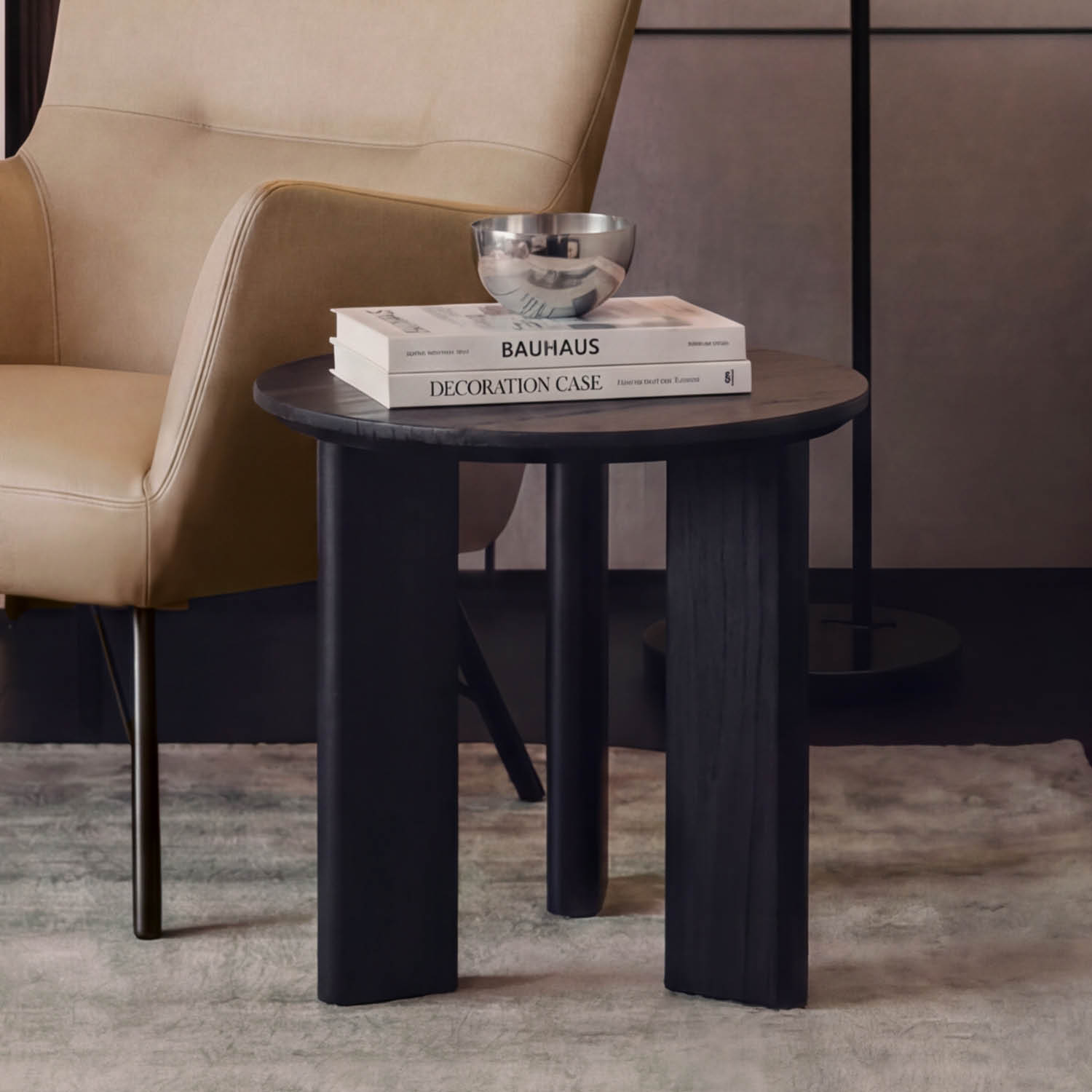 Clean Rubberwood x Macon Side / Coffee Table - Round Dia450 - Black ...