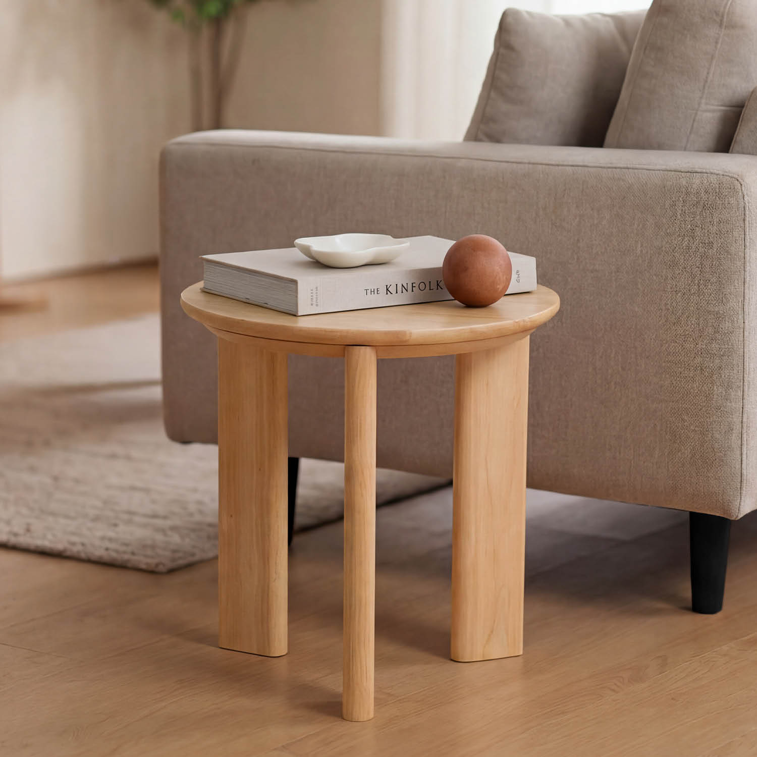 Clean Rubberwood x Macon Side / Coffee Table - Round Dia450 - Natural ...