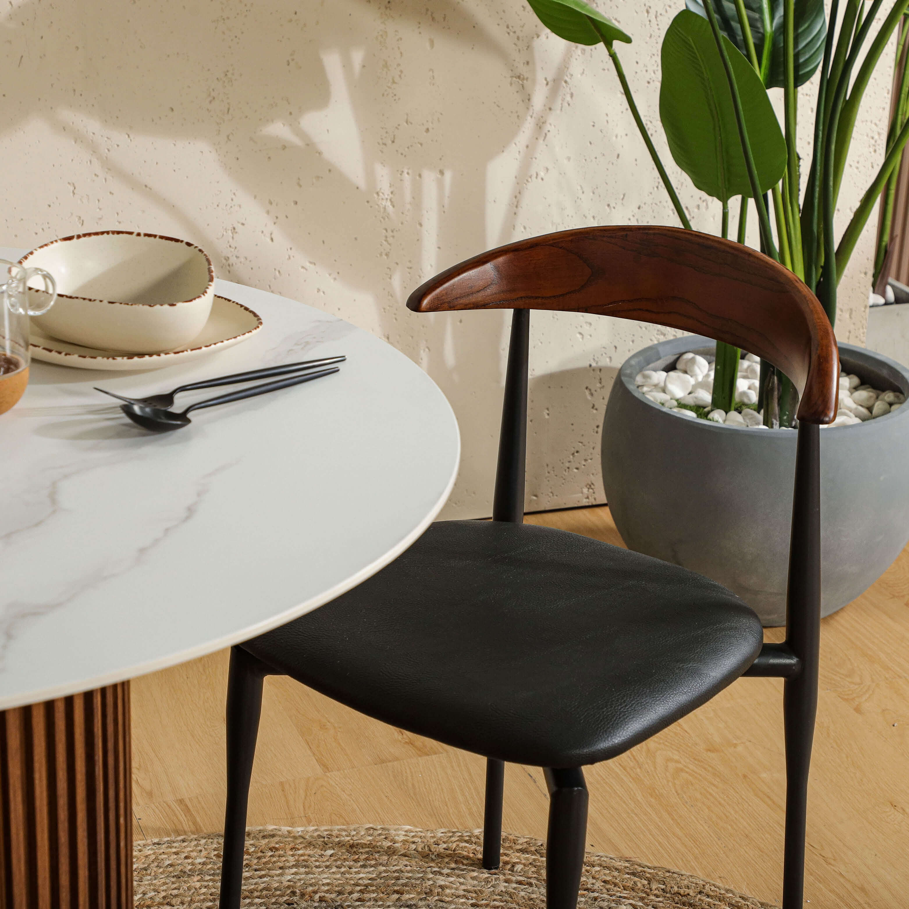 Hikar Dining Side Chair - Natural/Black - V2 | Comfort Design Furniture