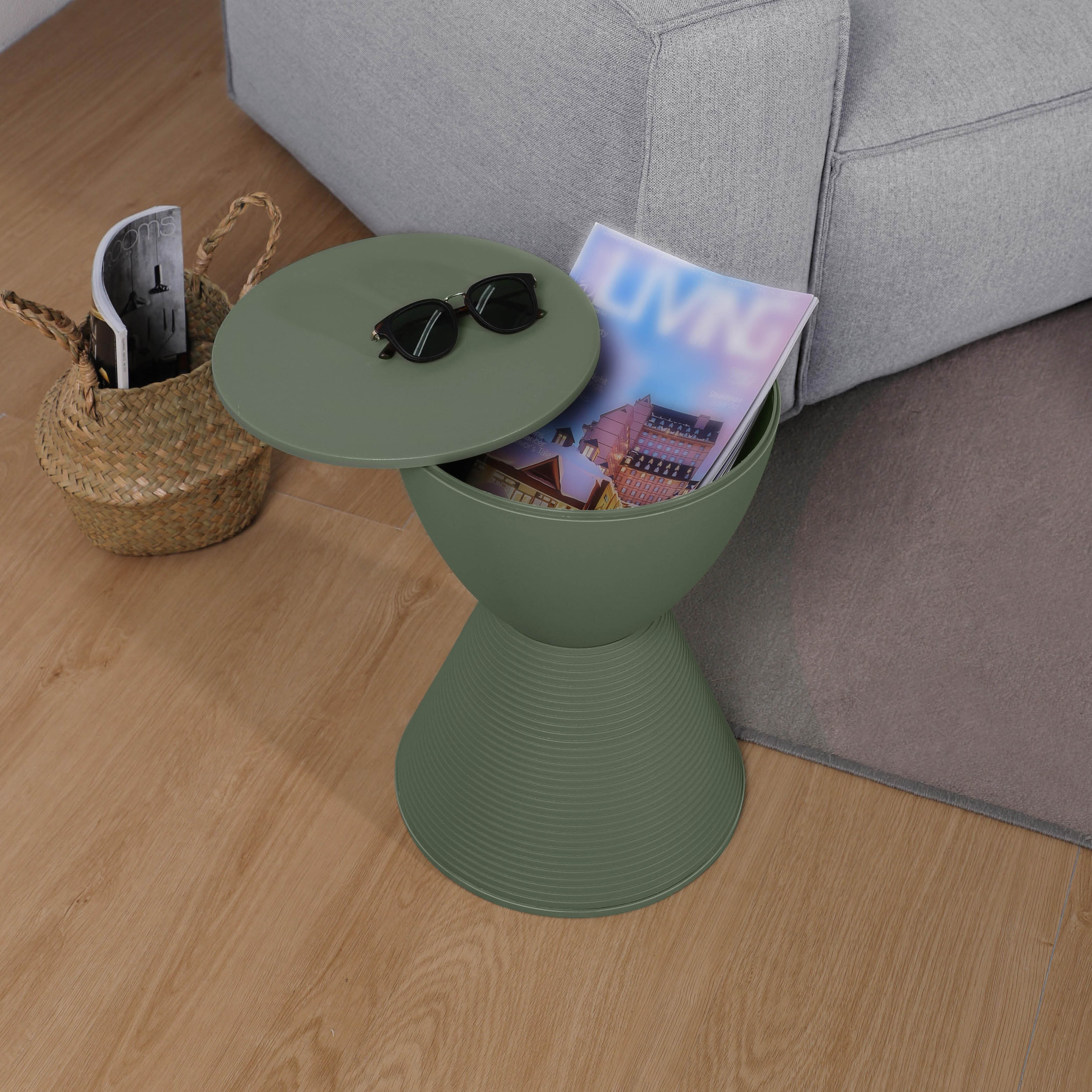 Cup Stool / Side Table (Storage) - Moss Grey | Comfort Design Furniture